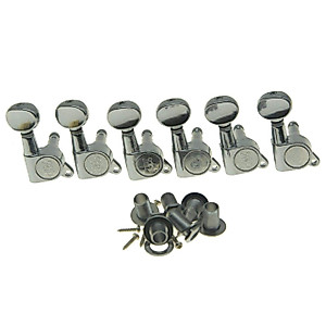 Wilkinson 6 Inline Chrome E-Z-LOK Post Guitar Tuners E-Z Post Guitar Tuning Keys Machine Heads with Mini Oval Button Chrome/Black/Gold