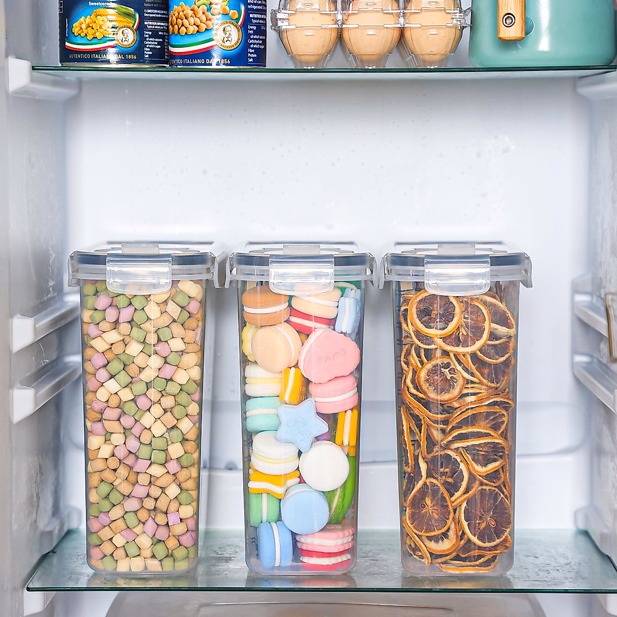 4pcs 4L Cereal Containers Storage Airtight Large Food Storage Containers for Kitchen Organization, 135oz Plastic Cereal Pantry Containers with Measuring Spoons, for Flour, Sugar, Rice