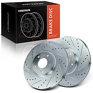 A-Premium 12.58 inch (319.6mm) Front Drilled and Slotted Disc Brake Rotors Compatible with Select Nissan and Infiniti Models - Altima, Murano, Maxima, 350Z, 370Z, G25, G35, G37, QX50, M35, 2-PC Set
