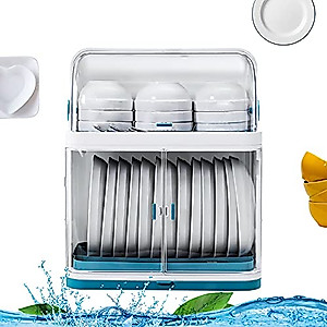 2 Tier Dish Drying Rack Drainboard Set, Compact White Transparent Kitchen Dish Rack, Plastic Dish Drying Rack Kitchen Drain Rack with Lid Cover, for Kitchen Organizer Storage Space Saver ( USA Stock )