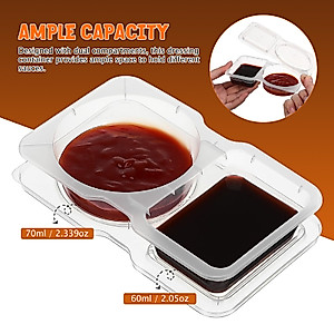 Gatuida Double Compartment Condiment Containers with Lids: 20PCS Disposable 2 Compartment Condiment Containers Seasoning Cup for Sauce Salad Travel Sampling