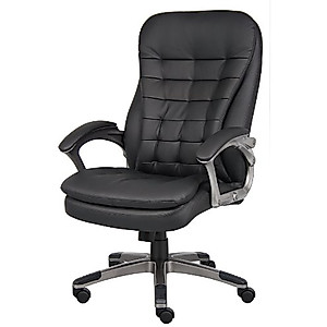 Boss Office Products B9331 High Back Executive Chair with Pewter Finsh in Black