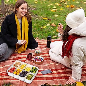 JDISANGI Divided Serving Tray with Lids and Handle, 8pcs Removable Snack Box container for Fruit, Candy, Veggie, Nuts, Snacks, Charcuterie Container Snackle Box for Party, Entertaining, Picnic