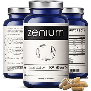 Zenium - Relieve Stress, Tension, Worry, Nervousness, & Irritability | Calm The Mind & Body | Ayurvedic | Natural Relief Supplement | Boosts Mood | Ashwagandha, L-Theanine, GABA, Rhodiola |60 Capsules