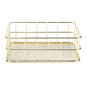 plplaaobo Storage Basket, Golden Iron Storage Basket Multifunctional Wire Mesh Desktop Storage Organizer for Home(Small)
