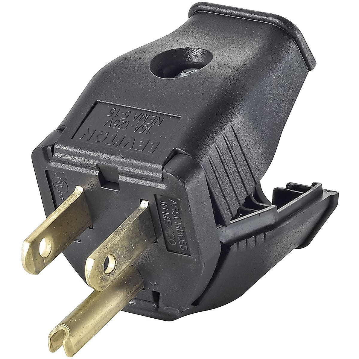 Leviton 3W101-E 2-Pole, 3 Wire Grounding Plug, Black