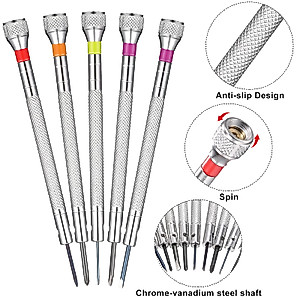 13 Pieces Micro Precision Watch Screwdriver Set Small Screwdriver Kit 0.6-2 mm with 13 Extra Replace Blades Watch Flathead Repair Link Tool for Watch Eyeglasses Jewelry Work Electronics Repair