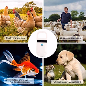 Microchip Reader, Pet Microchip Scanner with 0.91 Inch High Brightness OLED Display, Universal Handheld Animal Chip Reader, Pet ID Microchip Scanner, for Animal Tracking