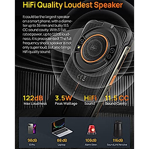 Ulefone Rugged Smartphone, Power Armor 16 Pro 9600mAh Battery, Android 12 4GB+64GB Rugged Phone, 16MP Rear Camera, 5.93" HD+ Screen, 3.5W Loud Speaker, Built-in Glare Flashlight, Dual SIM 4G-Orange
