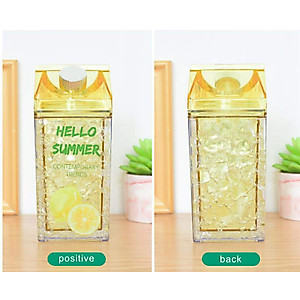 2 Pack Milk Carton Water Bottle, Kids Water Bottle with Leak Proof Lids and Straw,Double Wall Gel Insulated Freezer Drink Bottle,For Outdoor Sports Travel Home School,Water Bottle(400ml)