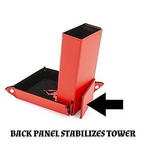 CASEMATIX Portable Dice Tower and Tray Set with Non-Scratch Felt Interior - Folding 8" Dice Rolling Tower