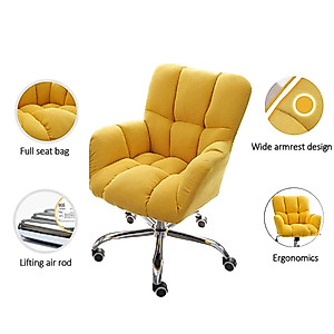 Home Office Chair Mid-Back with Ergonomic Back, Task Chair with Thick Cushion 360° Swivel Computer Chair for Bedroom Dining Living Room,Pink