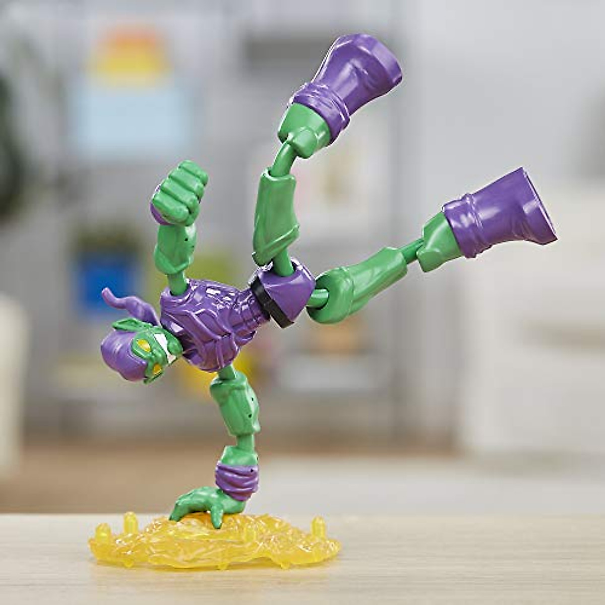 Spider-Man Marvel Bend and Flex Green Goblin Action Figure Toy, 6-Inch Flexible Figure, Includes Blast Accessories, for Kids Ages 4 and Up