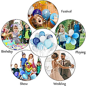 EZYLINKER Blue Balloon Garland Arch Kit - (130Pcs) Set of Blue Balloons, White Balloons, Light Blue, and Metallic Silver Balloons - ideal for Birthday Decorations, Wedding Parties, Baby Shower, etc