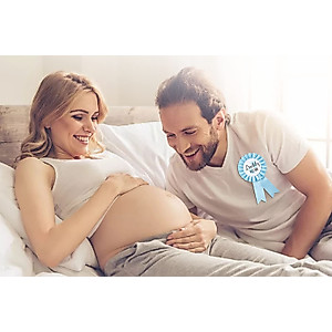 LEBERY 2pcs Daddy to Be and Mommy to Be Tinplate Badge Pin Gender Reveal Button Pins Baby Shower Button New Dad Mom Gifts for Gender Reveal Baby Shower Party Supplies