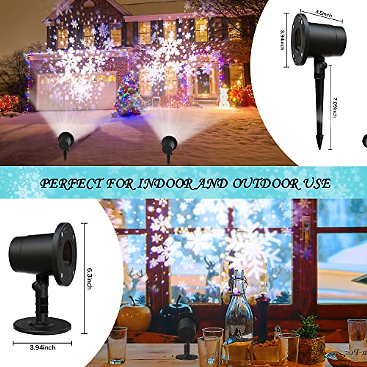 Christmas Projector Lights Outdoor - Waterproof Snowflake Projector Lights for Xmas Home Wedding Decorations