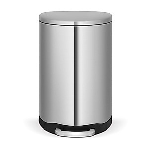 PDTXCLS SPPRANDOM Innovaze 1.6 Gal./6 Liter Stainless Steel Semi-Round Step-on Trash Can for Bathroom and Office