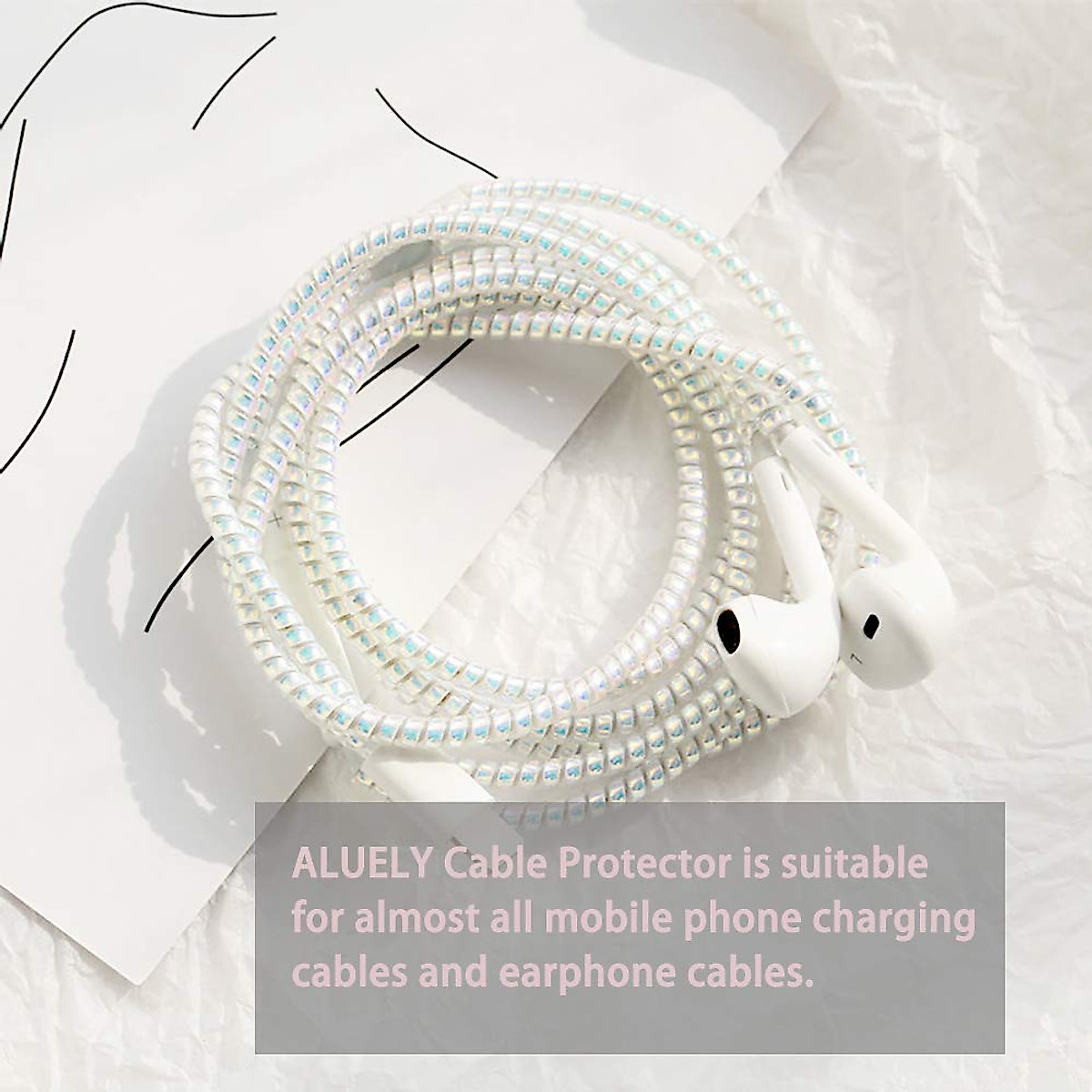 Cable Protector Animal Proof Wire Repair, Cord Protector for Pets Headphone Saver Spiral Cable Wrap Strain Relief, Cord Sleeve for Phone Cable USB Date Cable, 60 inches, 2 pcs, Silver-Red-Blue