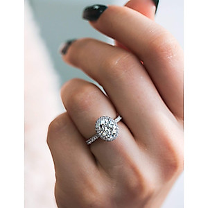 Kobelli Oval Moissanite Drop Halo Ring, White Gold, 9