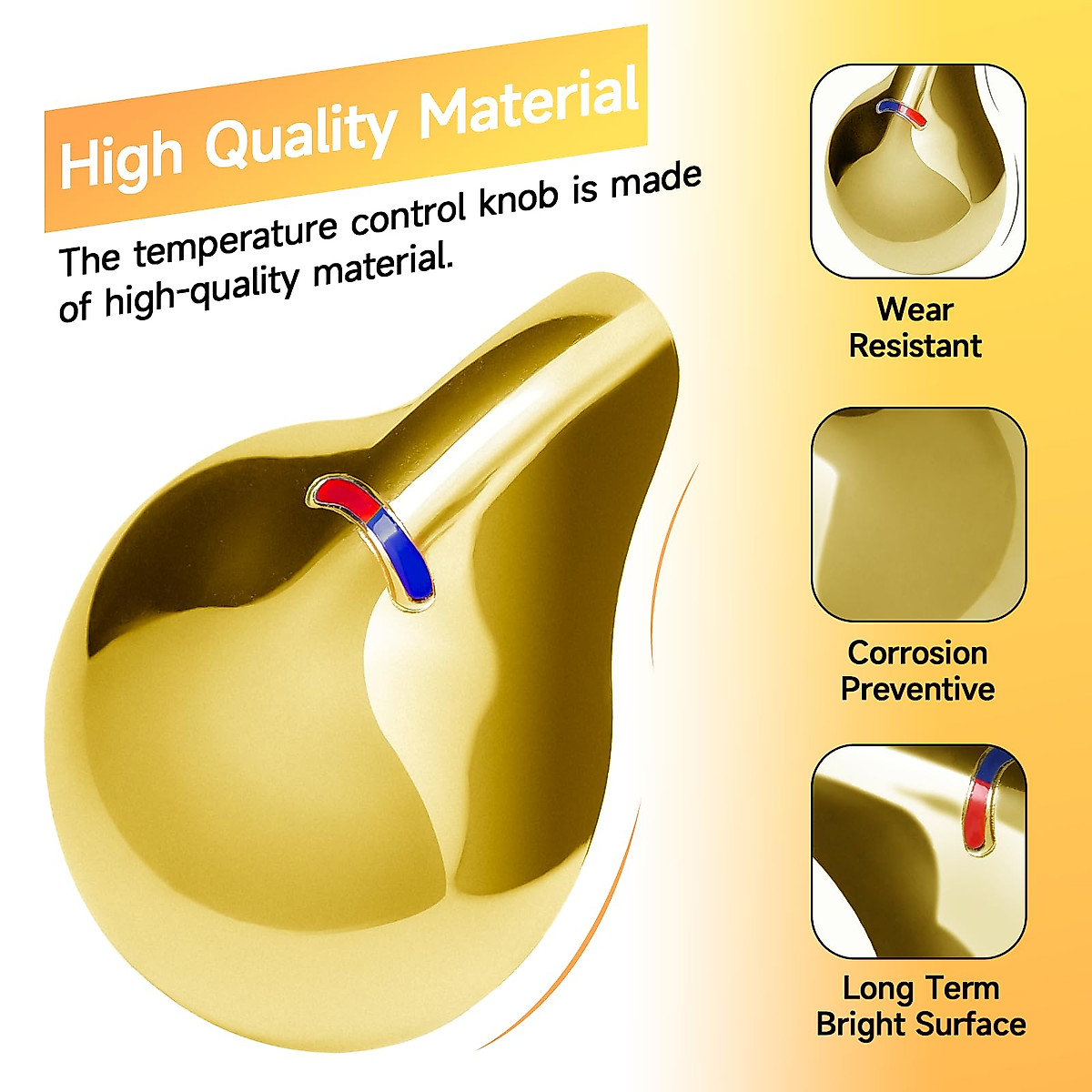 RP28595PB Shower Temperature Knob and Cover Single Metal Lever Handle Replacement Parts for Delta Shower Faucet, Polished Brass