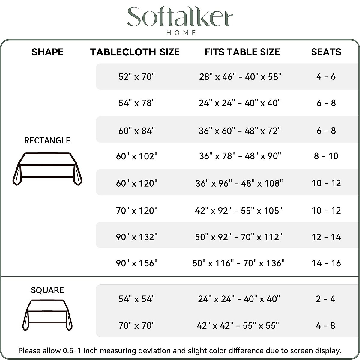 Softalker Rectangle Tablecloth, Waterproof & Stain Resistant Table Cloths Wrinkle Free Fabric Washable 210GSM Polyester Table Cover for Dining/Party/Outdoor - 52 x 70 inch,Orange