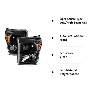 ACANII - For Blk 2011-2016 Ford F250 F350 F450 Super Duty Headlights Signal Lamps Driver + Passenger Side