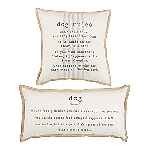 Mud Pie Dog Jute Pillow, 22" x 11", Definition