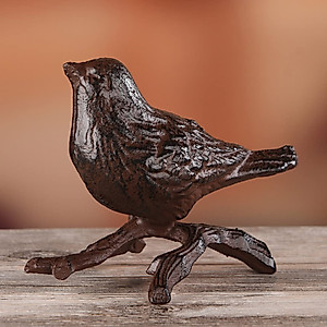 BRASSTAR Rustic Cast Iron Bird with Branches Statue Antique Garden Farmhouse Decoration Home Desk Figurine Replica Rust Color TQGJPT108