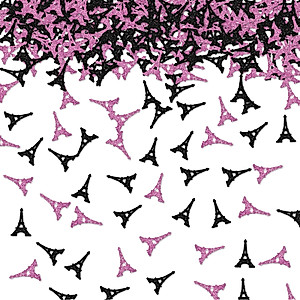 100pcs Eiffel Tower Confetti, Black&Pink Glitter Paris Party Table Confetti, Paris French Theme Party Paper Scatters, Baby Shower/Bridal Shower Party Table Decoration