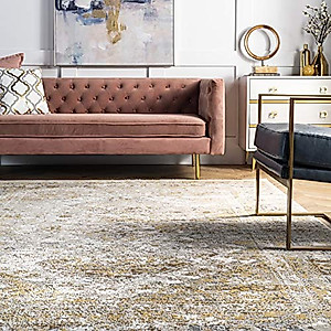 nuLOOM Shaunte Vintage Speckled Area Rug, 8' Round, Gold