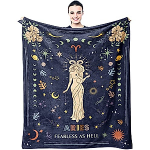 Muxuten Aries Gifts Blanket 60"x50" - Aries Gifts for Women - Aries Zodiac Gifts - Gifts for Aries Women - Aries Birthday Gifts - Astrology Gifts for Women - Zodiac Constellation Gift, Horoscope Gifts