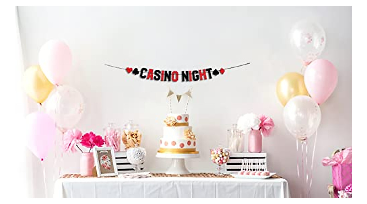 Casino Themed Glitter Banner for Parties