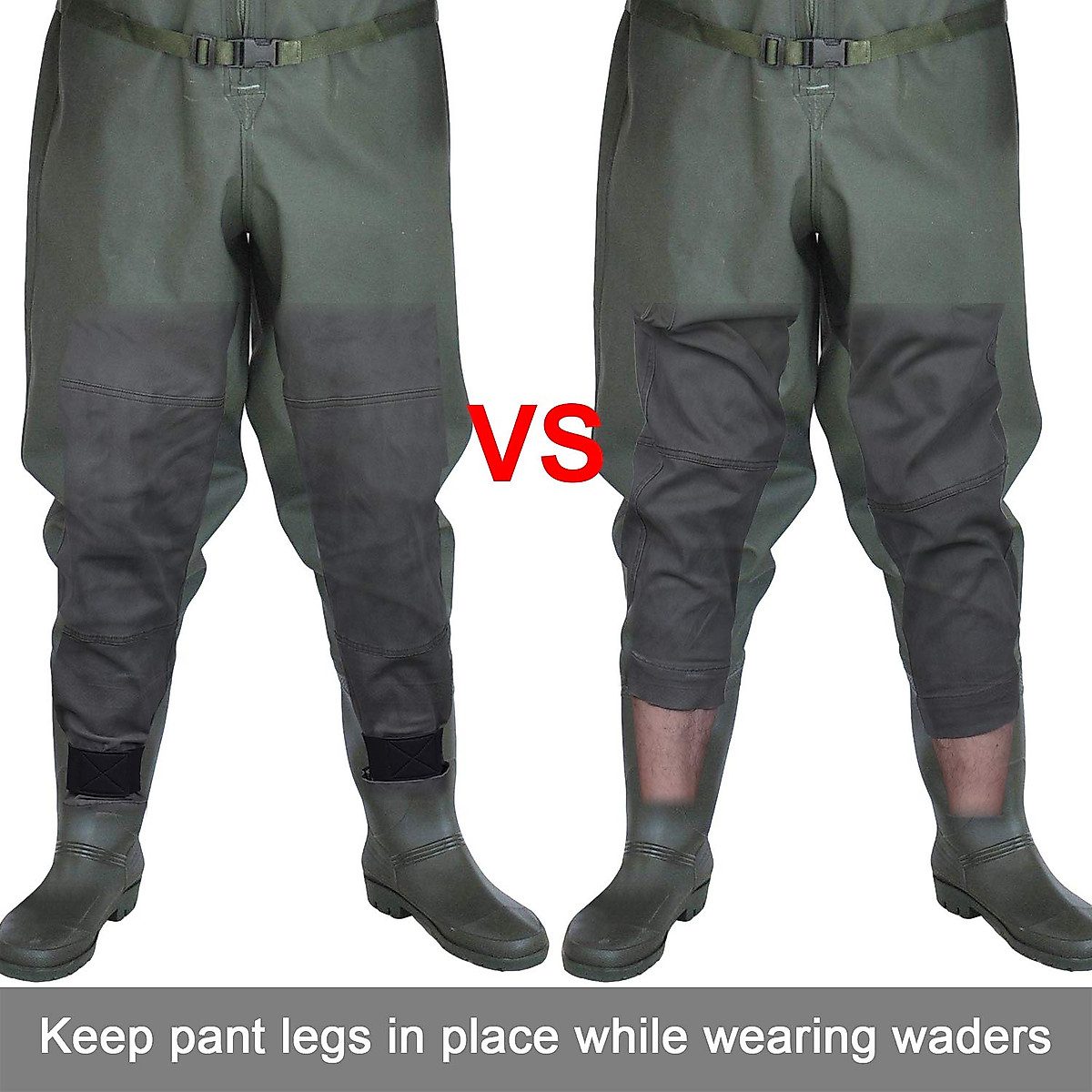 Wisdompro 2 Pcs Neoprene Ankle Blousing Garter Trousers Boot Blousers Strap for Wader Fishing Hunting Biking Military Uniform