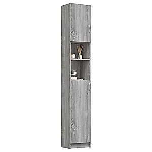 vidaXL Bathroom Cabinet Gray Sonoma 12.6"x10"x74.8" Engineered Wood