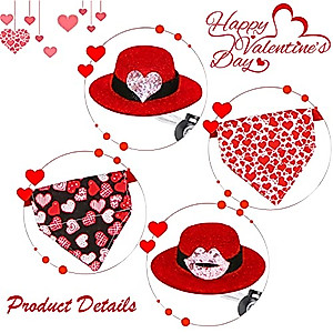JOTFA 4 Pcs Bearded Dragon Valentine’s Day Costumes, Lizard Valentine’s Day Hats Bandanas Lizard Scarf Valentines Outfits for Bearded Dragon Lizard Hamster Guinea Pig Small Animal
