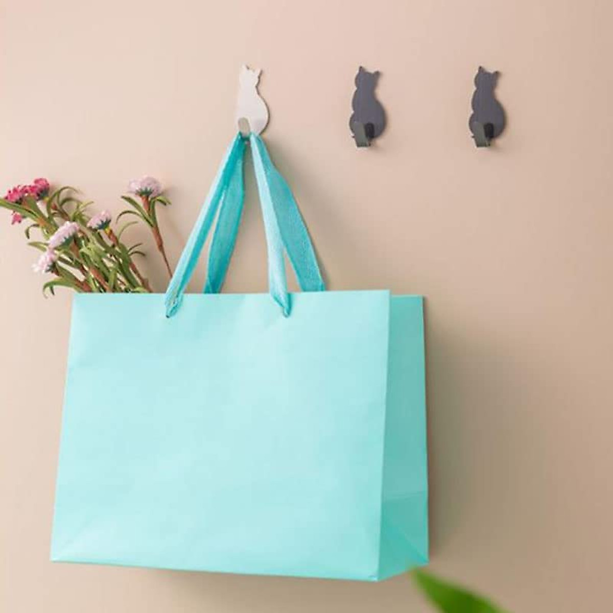 Acxico 4Pcs Waterproof Strong Adhesive Hooks for Bathroom Stainless Steel Cat Wall Sticker Wall Door Hanger for Kitchen Rustproof Towel Hooks