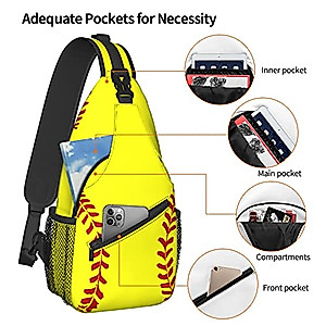 YOPIGOT Softball Print Sling Bag Chest Bag Softball Crossbody Bags For Mens Womens