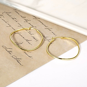 14K Gold Hoop Earrings for Women Large Gold Hoop Earrings 14K Gold Earrings for Women Elegant Twisted Big Gold Jewelry Hoop Earrings 40mm