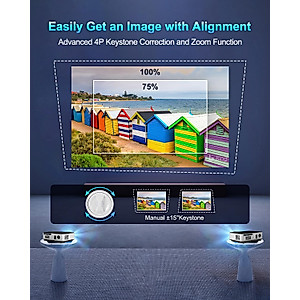 Native 1080P Full HD Projector, 6500 Lumen Projector with WiFi and Bluetooth, Upgrade Android Smart Projector for Outdoor/Indoor,Compatible with SmartPhone/TV Stick/PC/Laptop