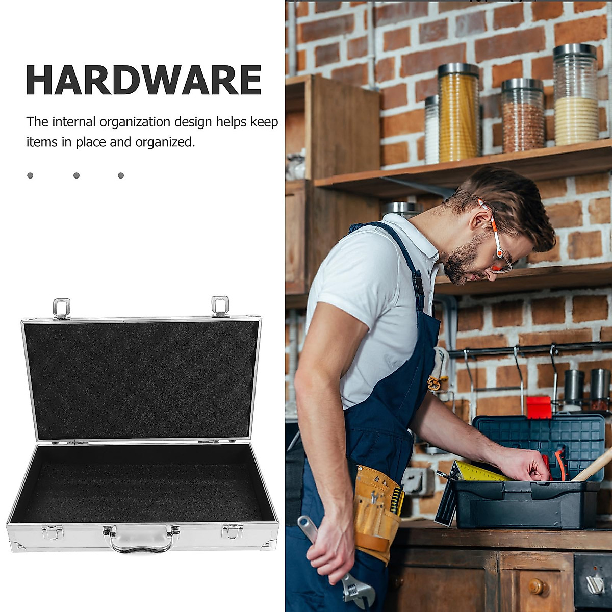 ERINGOGO Aluminum Attache Case - 14inch Lock Metal Briefcase with Ripple Foam, Hard Aluminum Carrying Case, Universal Portable Tool Case for Laptop/Luggage/Instrument, White