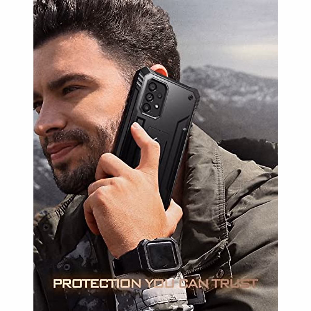 Poetic Revolution Case for Samsung Galaxy A53 5G (2022), Built-in Screen Protector Work with Fingerprint ID, Full Body Rugged Shockproof Protective Cover Case with Kickstand, Black