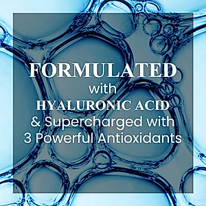 Pure Hyaluronic Acid Serum for Face with Vitamin C, Vitamin E and Green Tea, Plant-Powered Anti-Aging Hydrating Serum, Best for Firming, Repairing, Moisturizing, Plumping Fine Lines, 1 fl oz