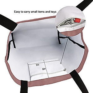 ALAZA Cut Cat Kitten Print Kawaii Large Canvas Tote Bag Shopping Shoulder Handbag with Small Zippered Pocket