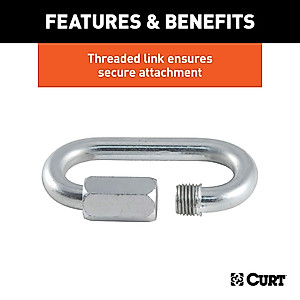CURT 82930 Threaded Quick Link Trailer Safety Chain Hook Carabiner Clip, 3/8-Inch Diameter, 11,000 lbs Break Strength