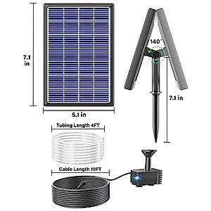 Biling Solar Water Fountain for Bird Bath, 3.5W Solar Water Pump Outdoor with 10ft Cable, 4ft Tubing, Solar Pond Pump for BirdBath, Garden Small Ponds and Fish Tank