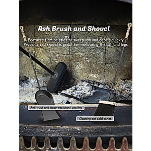 Lichamp Fireplace Tools Set, 5-Pieces Indoor Outdoor Sturdy Fire Place Poker Sets with Retro Gold Handle, FTS45GD