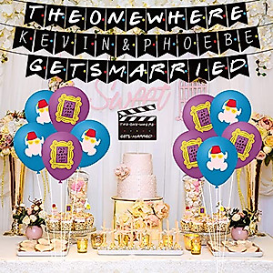 104Pcs Friend Themed Wedding Party Decorations The One Where Get Married Banners Latex Balloons Cake Toppers Stickers Marked Pen Friend Fans Party Supplies Backdrop Photo pro for Engagement Proposal