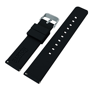 BARTON WATCH BANDS 24mm Black Soft Silicone Quick Release Straps