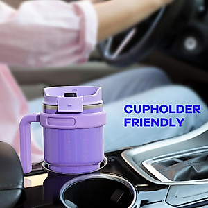 ALOUFEA 20 oz Insulated Coffee Mug Tumbler with Handle, Stainless Steel Travel Mug Tumbler with Lid and Straw,Double Wall Vacuum Leak Proof Ice Coffee Thermal Cup, Black