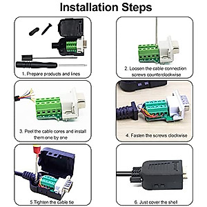 YIOVVOM DB9 Breakout Connector,DB9 Solderless RS232 D-SUB Male and Female Serial Adapters 9-Pin Port White Adapter to Terminal Connector Signal Module with case Set of 10